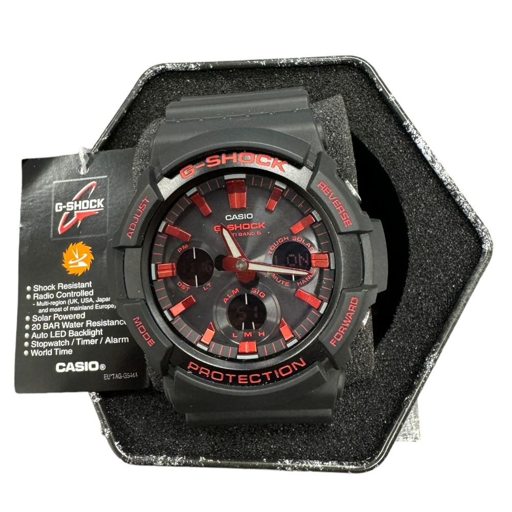 Pre-owned Casio G-Shock Ignite Red Solar Multi Band 6 200m (GAW-100BNR ...